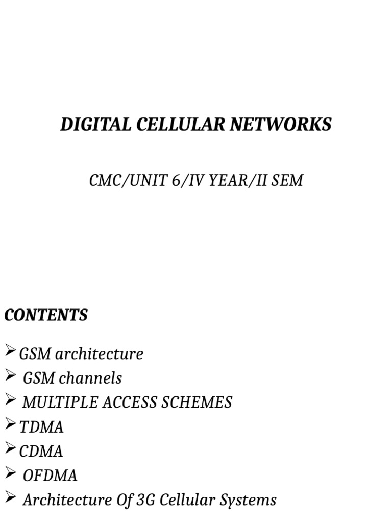Unit 6 (GSM) | PDF | Channel Access Method | Cellular Network