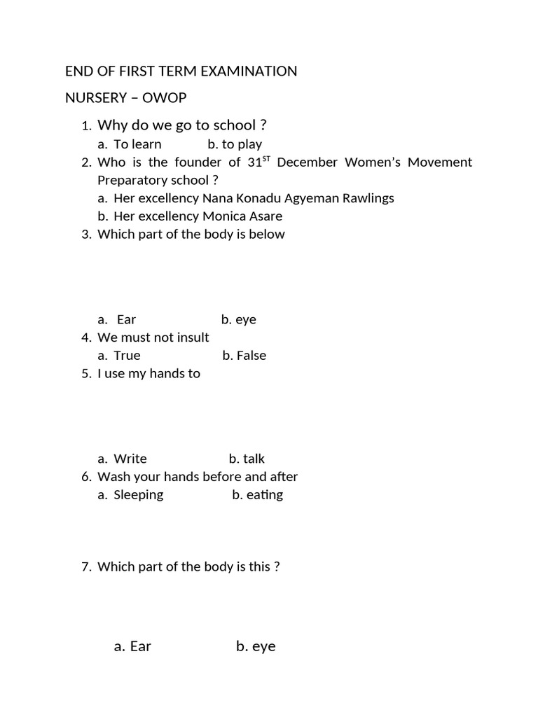 OWOP Nursery Exam Review | PDF