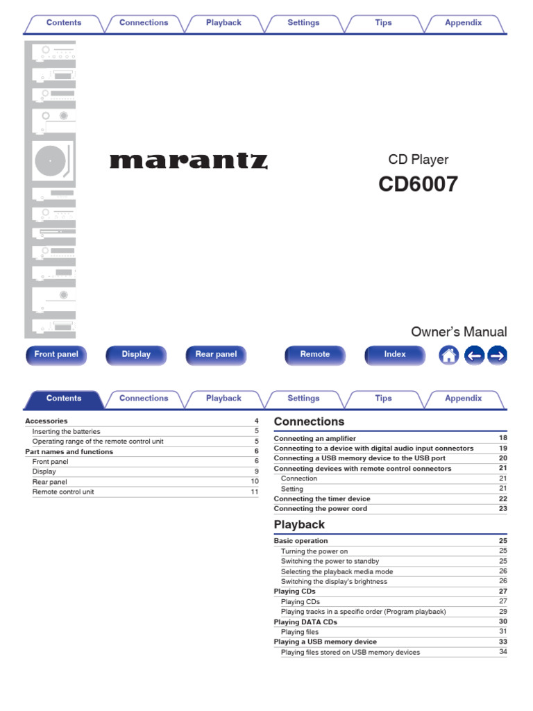 CD6007_NA_EN | PDF | Usb | Compact Disc