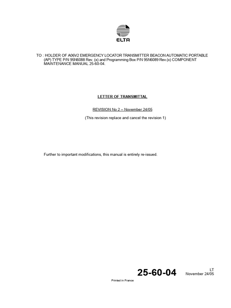 A06V2 Emergency Locator Transmitter Manual | PDF | Electrical ...