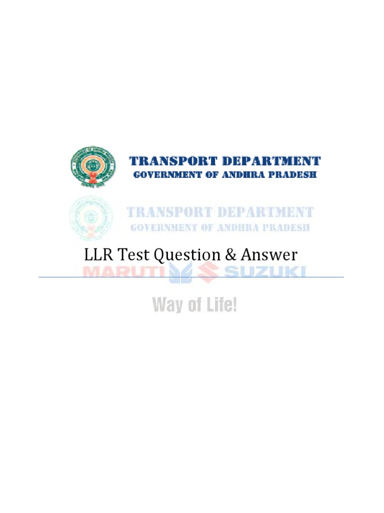 LLR Test: Road Signs & Signals Q&A | PDF | Traffic | Traffic Light