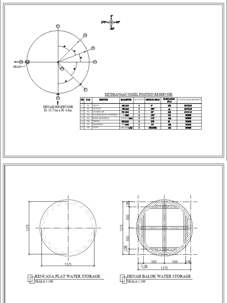 2024-02-16-Drawing Pondasi Tangki Volume 700 M3-Rev02 | PDF