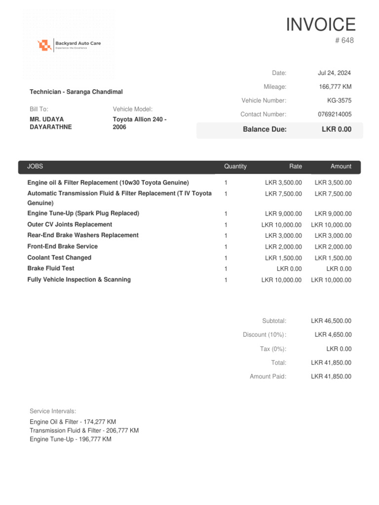 Invoice 648 (1) | PDF | Automotive Technologies | Automotive Industry