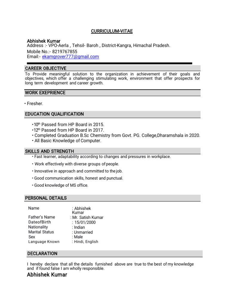 Abhishek Kumar Resume | PDF