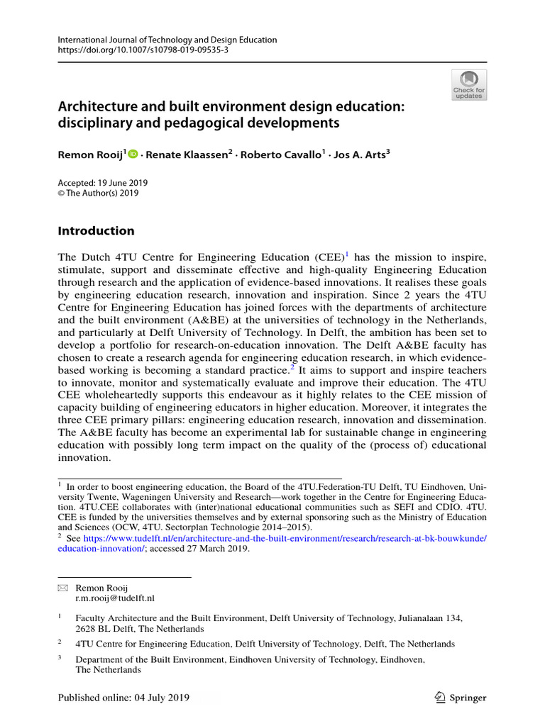 Architecture and The Built Environment | PDF | Innovation | Learning