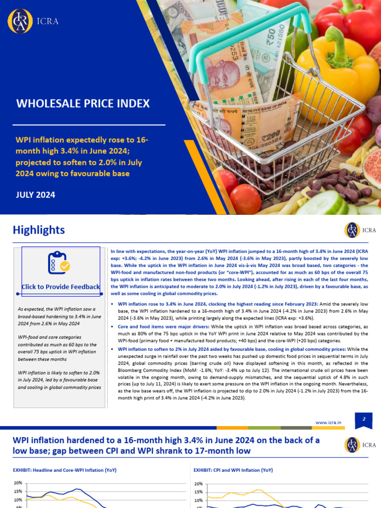 ICRA WPI June 2024 | PDF | Wholesale Price Index | Inflation