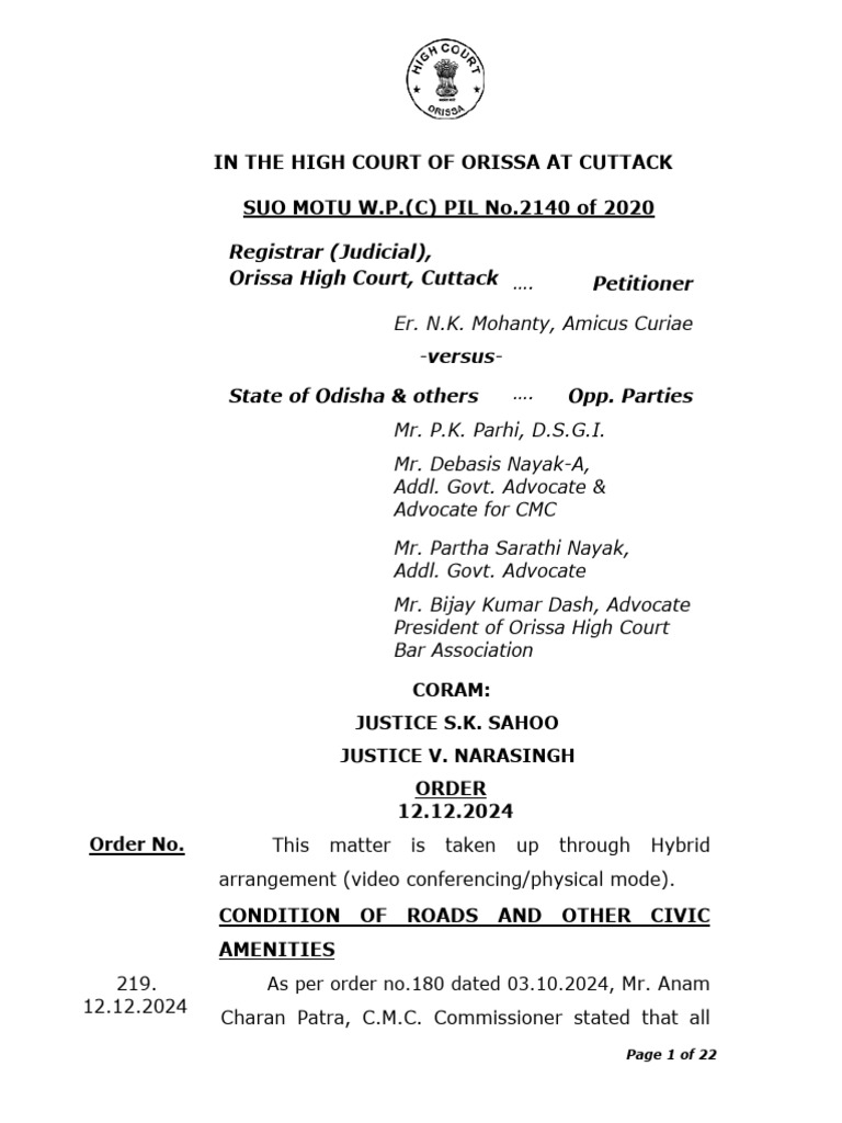 Registrar Judicial Orissa High Court Cuttack V State of Odisha 12 ...