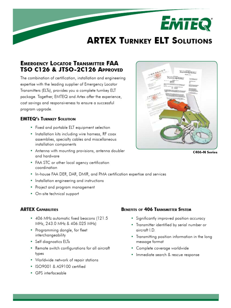 Emteq Artex Turnkey Elt Solutions | PDF | Aircraft | Aviation