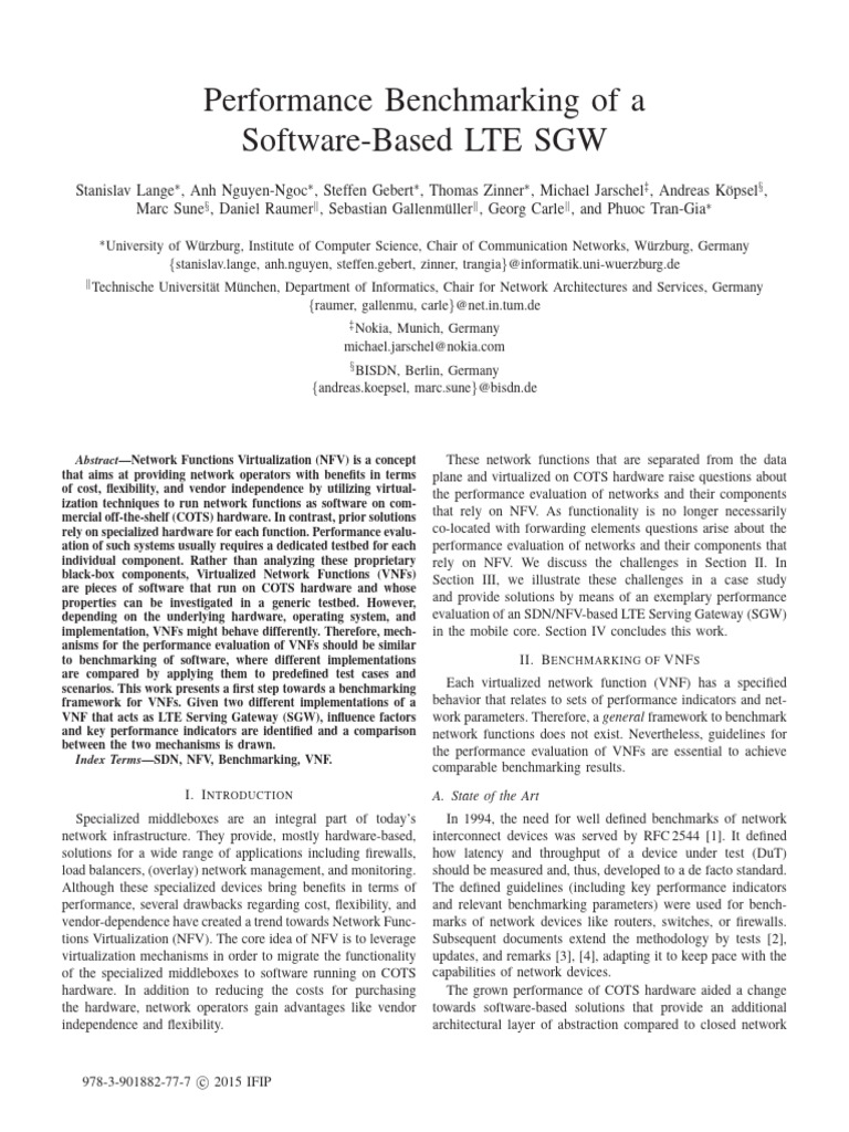 Benchmarking Software-Based LTE SGW | PDF | Computer Network | Computer ...