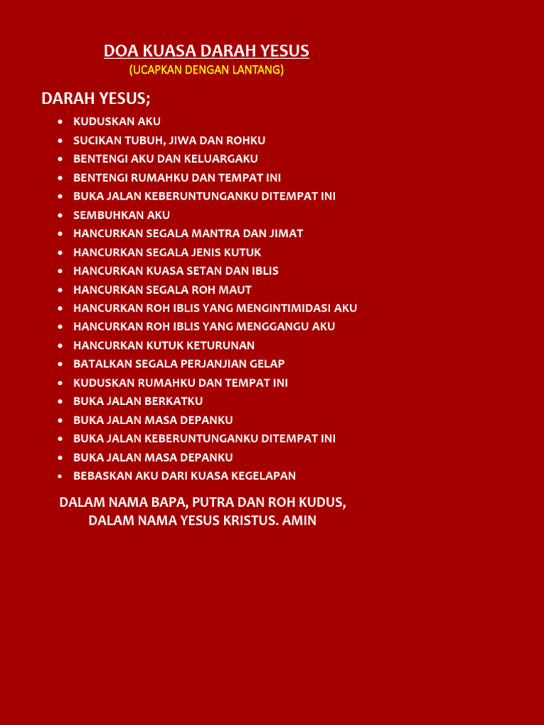 Doa Kuasa Darah Yesus untuk Perlindungan | PDF