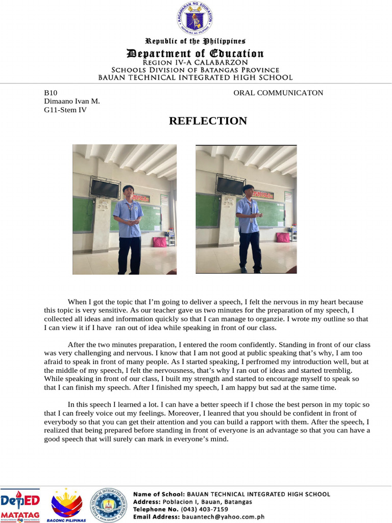 Oral Com Reflection | PDF