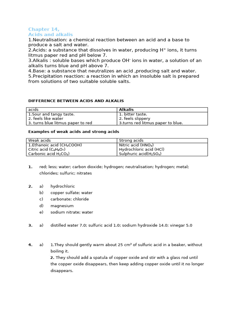 Chemistry: Acids and Alkalis Basics | PDF | Acid | Salt (Chemistry)