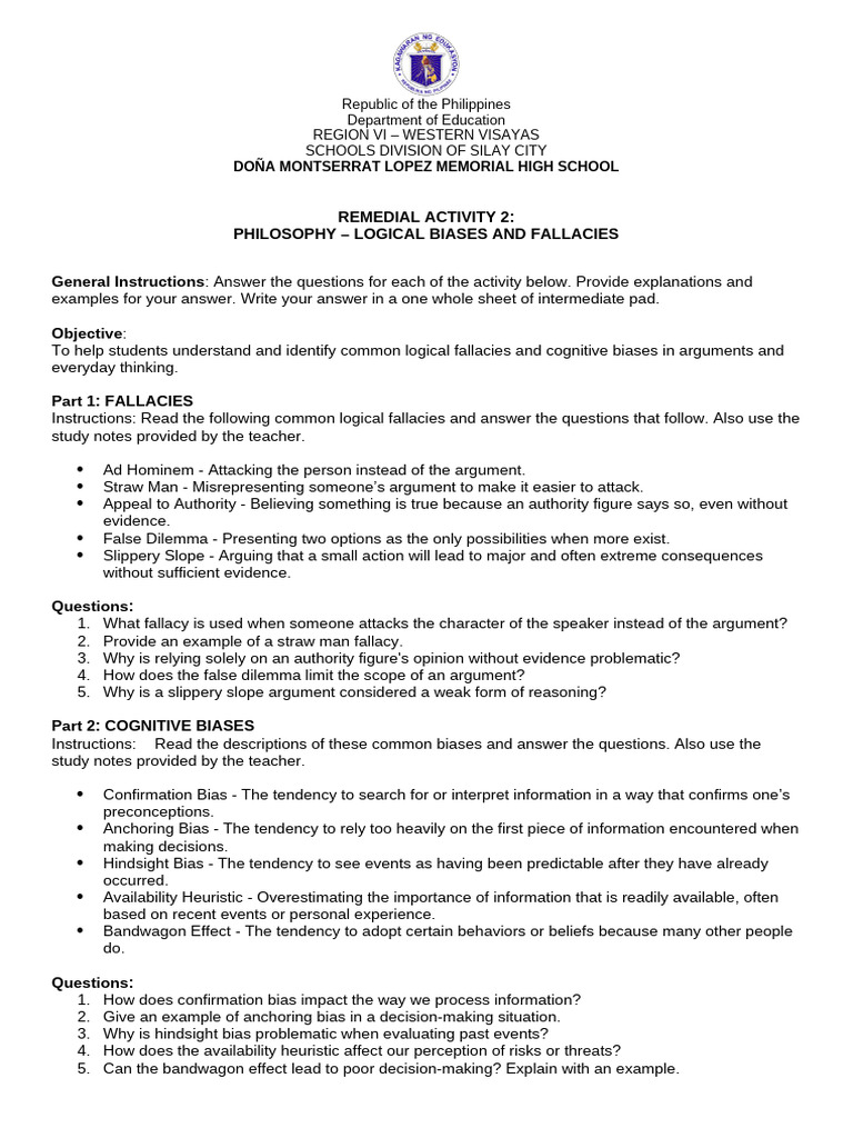 Understanding Logical Fallacies & Biases | PDF | Fallacy | Argument