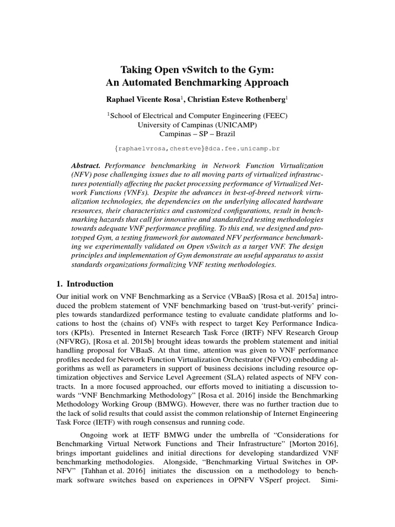 Taking Open Vswitch To The Gym - An Automated Benchmarking Approach | PDF | Virtual Machine ...