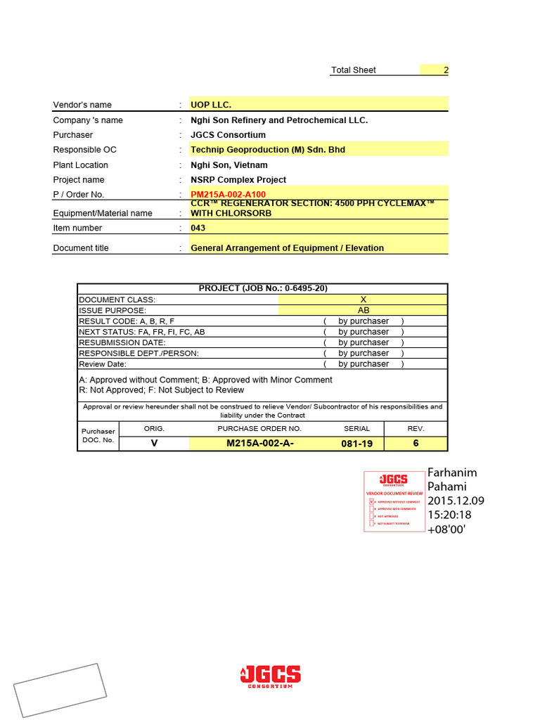 CCR Equipment Elevation Plot Plan | PDF