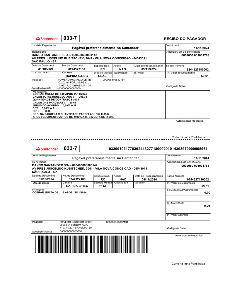 Renegociação de Boleto Santander | PDF | Bancos | Dinheiro
