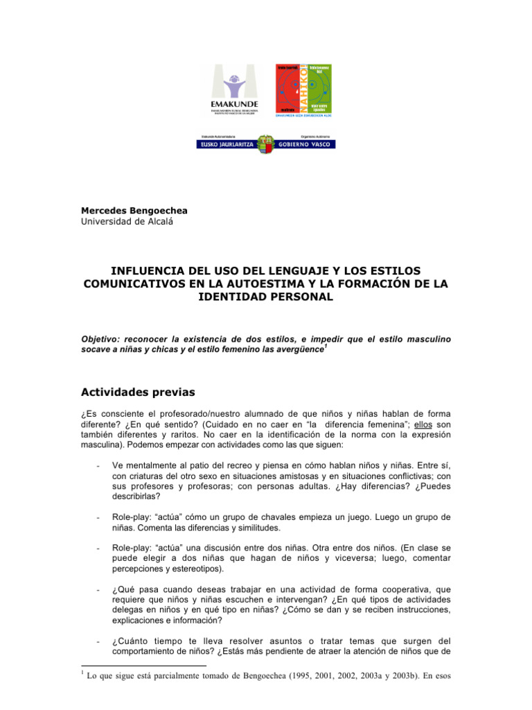 Mercedes Bengoechea Lenguaje | PDF | Violencia | Comportamiento