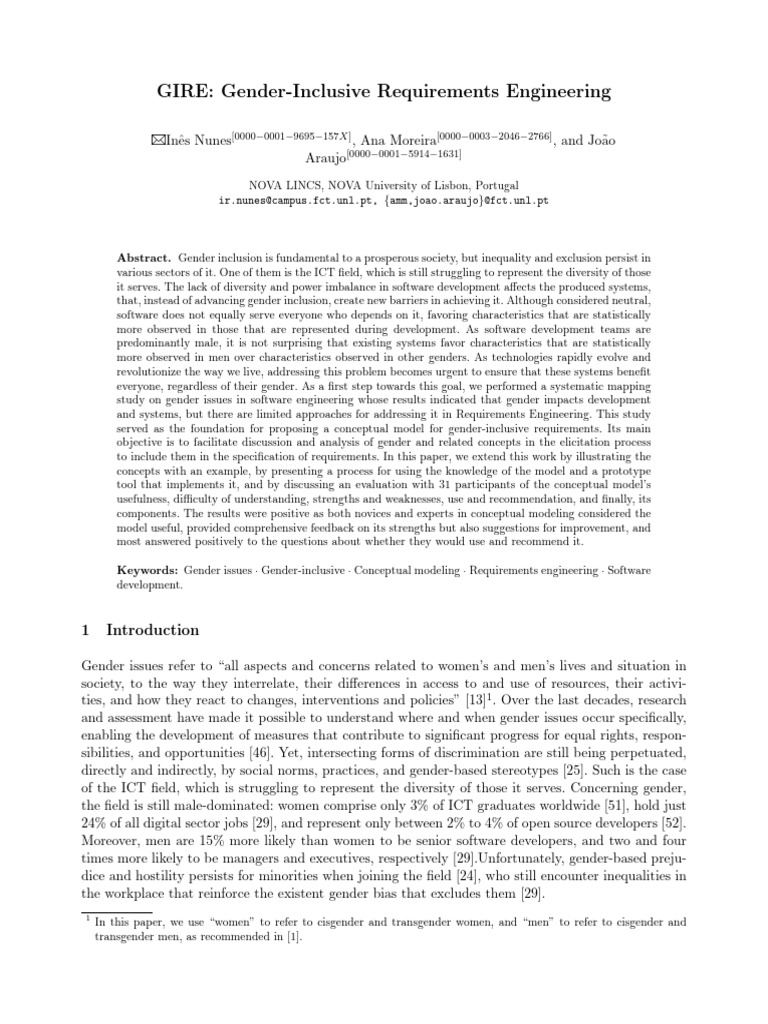 DKE 2022 A Conceptual Model For Gender Inclusive Requirements Submitted Version | PDF | Gender ...
