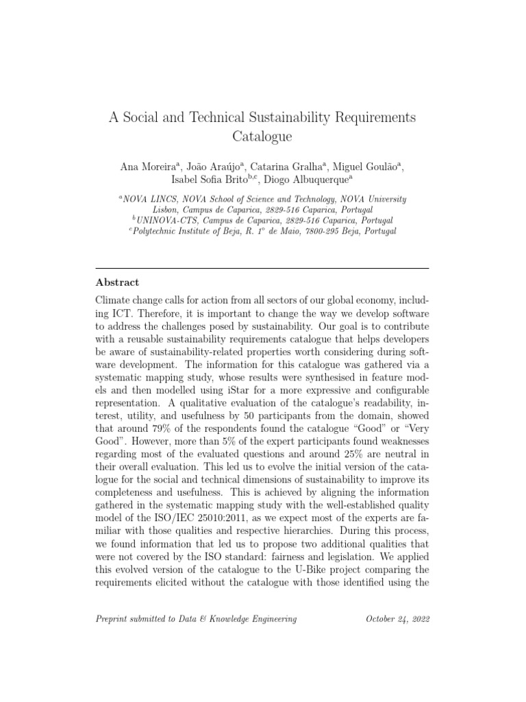 DKE_2022_Elsevier_Sustainability_Catalogue__social___technical_ (3) | PDF | Survey Methodology ...
