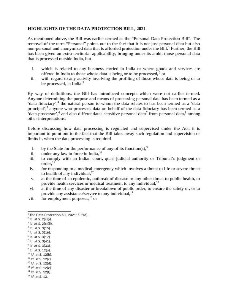 HIGHLIGHTS_DPB | PDF | Information Privacy | Public Law