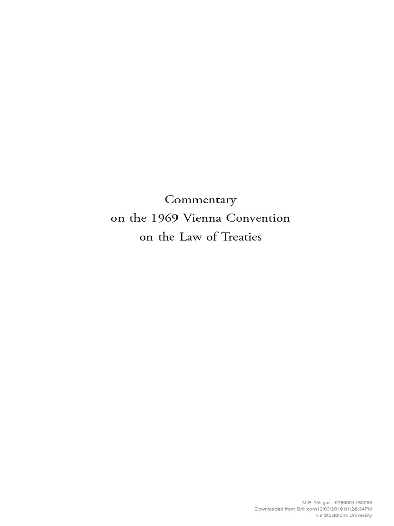 Villiger - Commentary On The 1969 VCLT (Excerpts) | PDF | Treaty ...
