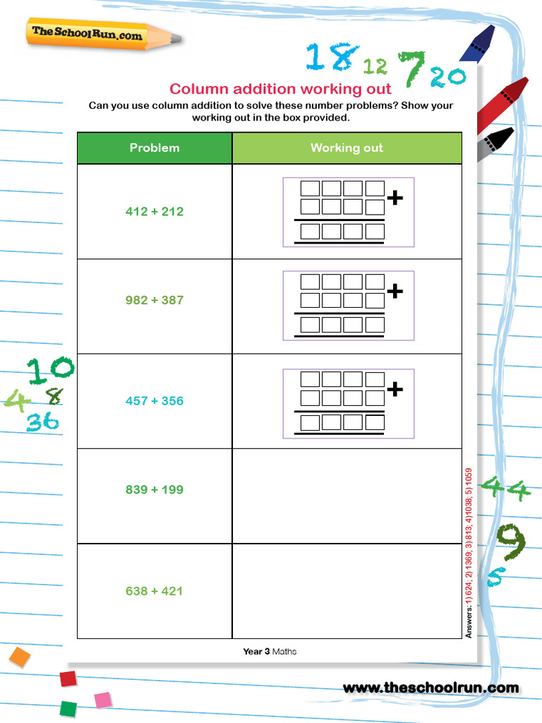 Column Addition Working Out 0 | PDF