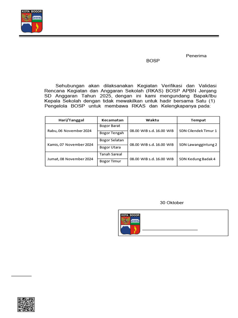 Surat Undangan Asistensi RKAS Kepala SD Negeri 2025 - .. | PDF