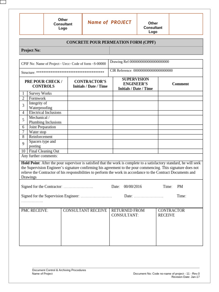 11 Pour Form | PDF | Building Engineering | Building Materials