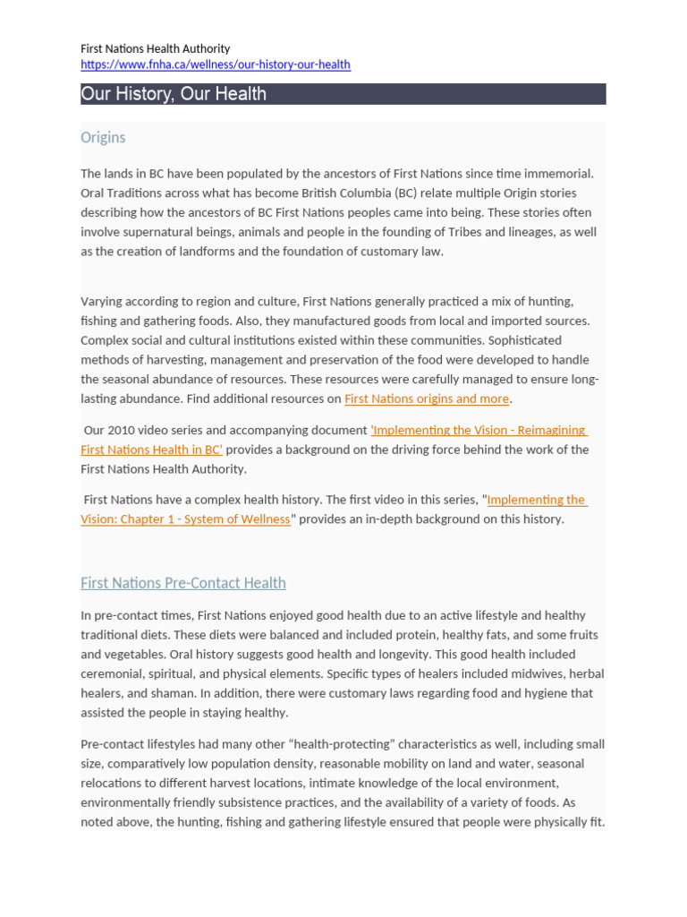 First Nations Health History in BC | PDF | Epidemics | Tuberculosis