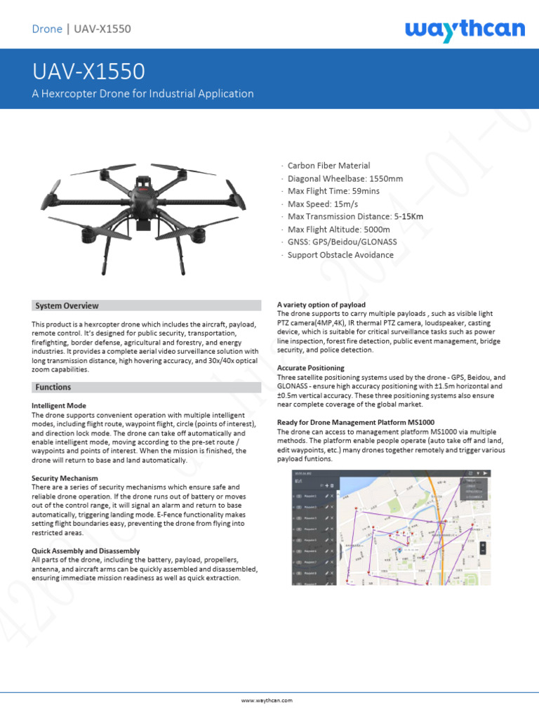 UAV-X1550 Hexacopter Overview | PDF | Unmanned Aerial Vehicle | Wi Fi