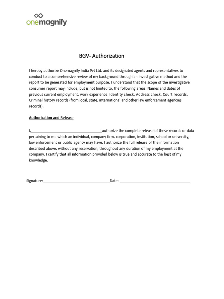 BGV - Authorization | PDF