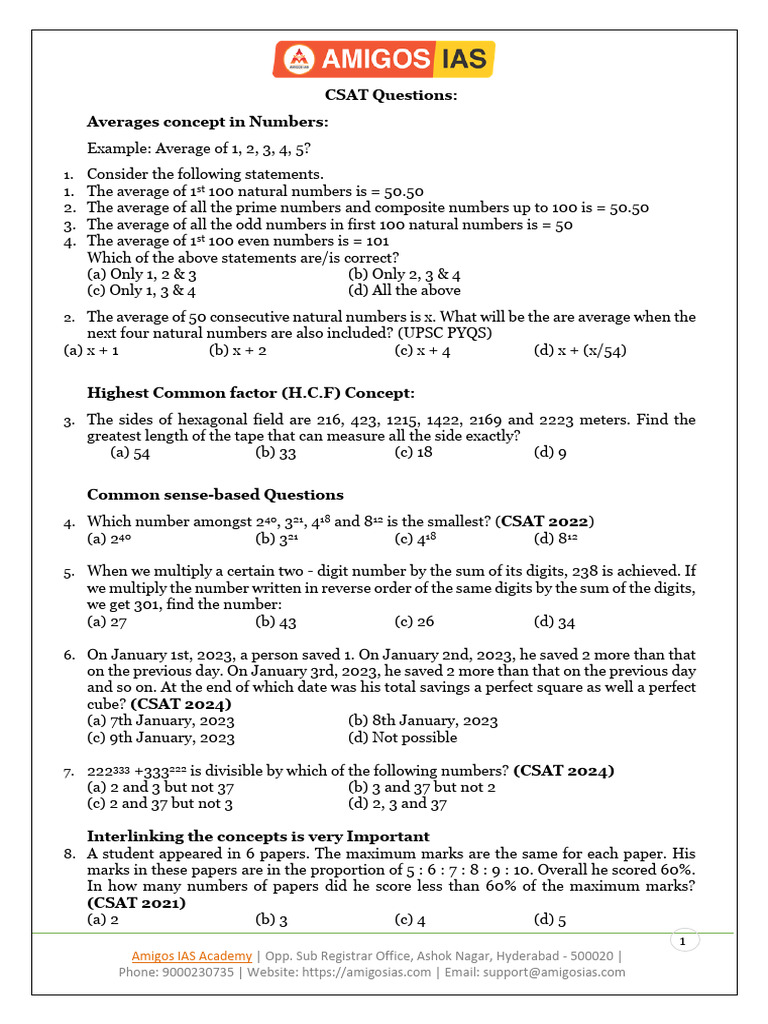 Gs and CSAT | PDF | Numbers | Elementary Mathematics