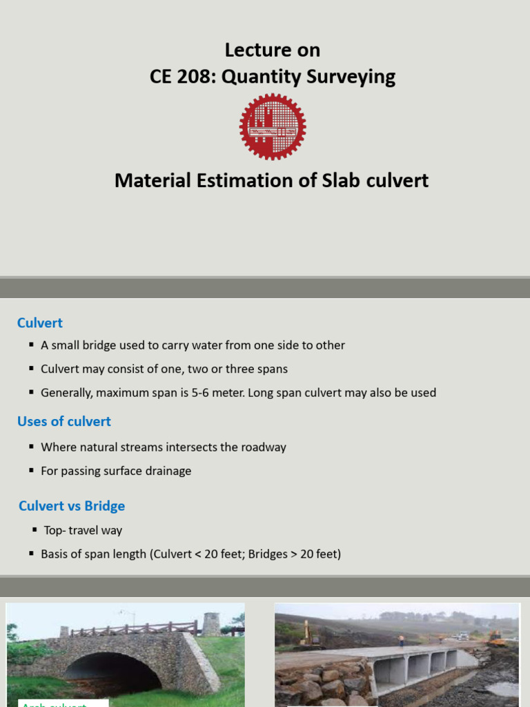 Slab Culvert Material Estimation Guide | PDF | Civil Engineering ...