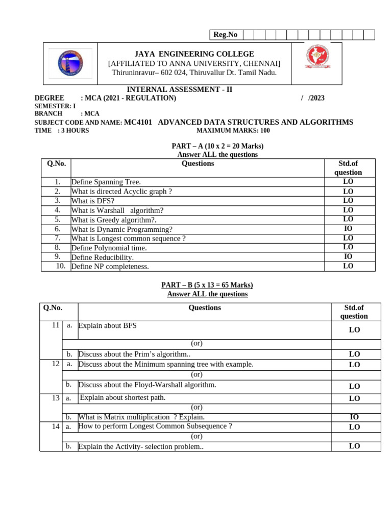ADS-SET-II-MODEL | PDF | Computational Problems | Applied Mathematics