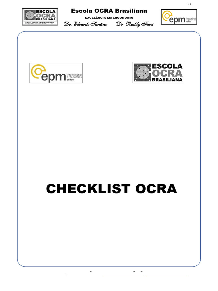 Livro Checklist Ocra 2020 Pendrive | PDF | Fatores humanos e Ergonomia ...