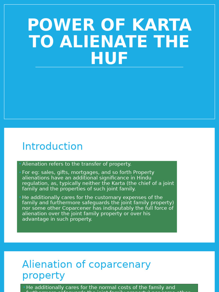 Karta's Power to Alienate HUF Property | PDF | Lawsuit | Property