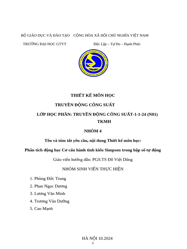 Truyền động công suất - nhóm4 | PDF