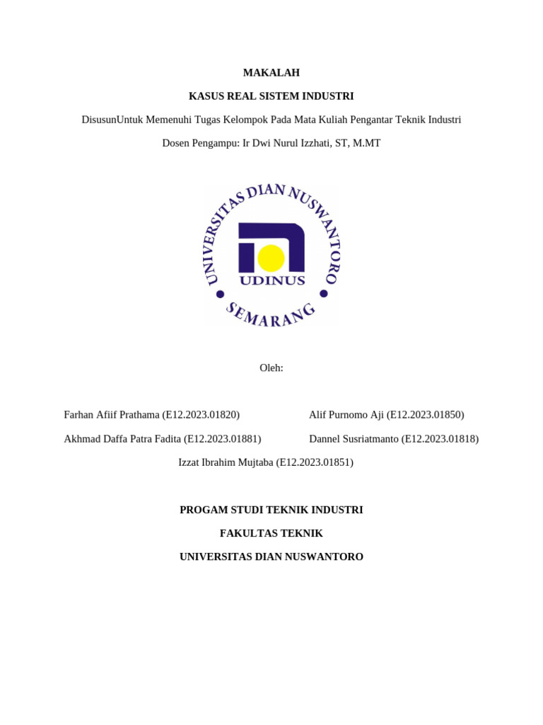 Makalah Kasus Real Sistem Industri | PDF