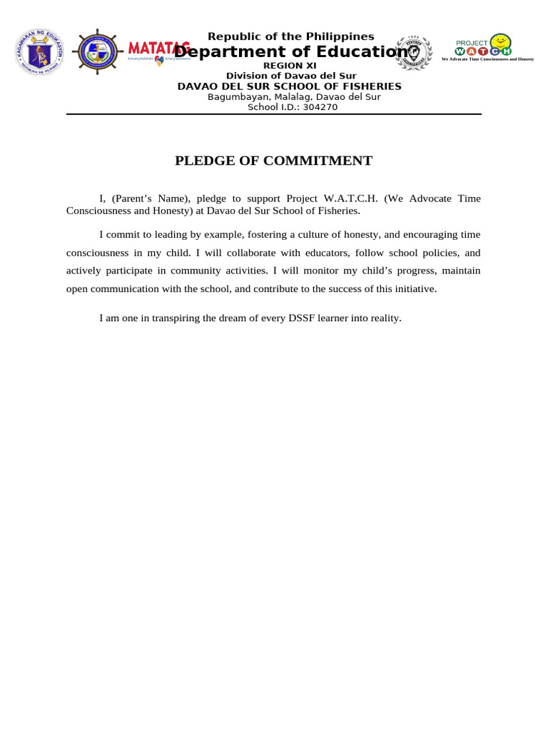 PLEDGE-OF-COMMITMENT-Project-WATCH | PDF