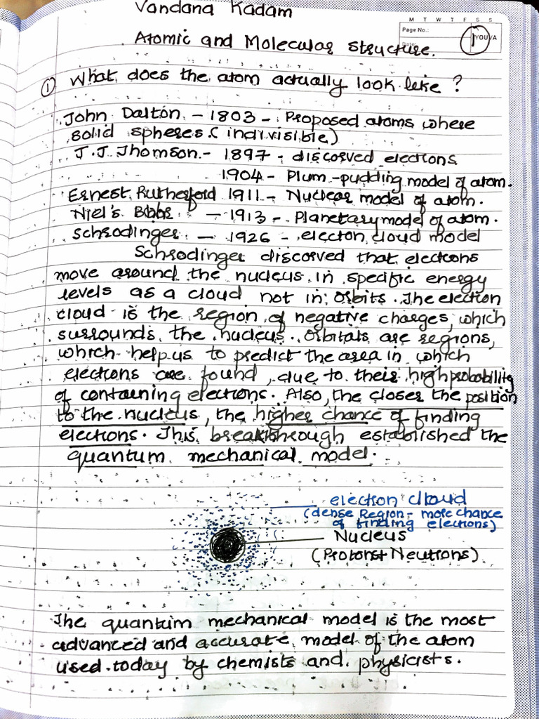 Atomic and Molecular Structure Notes | PDF