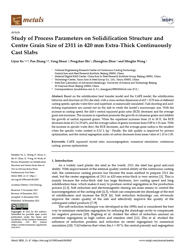 Study of Process Parameters On Solidification Stru | PDF | Secondary Sector Of The Economy | Metals