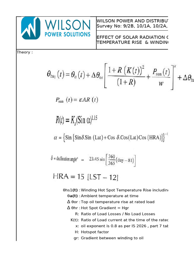 Transformer Hot Spot Temp Rise Analysis | PDF | Sun | Transformer