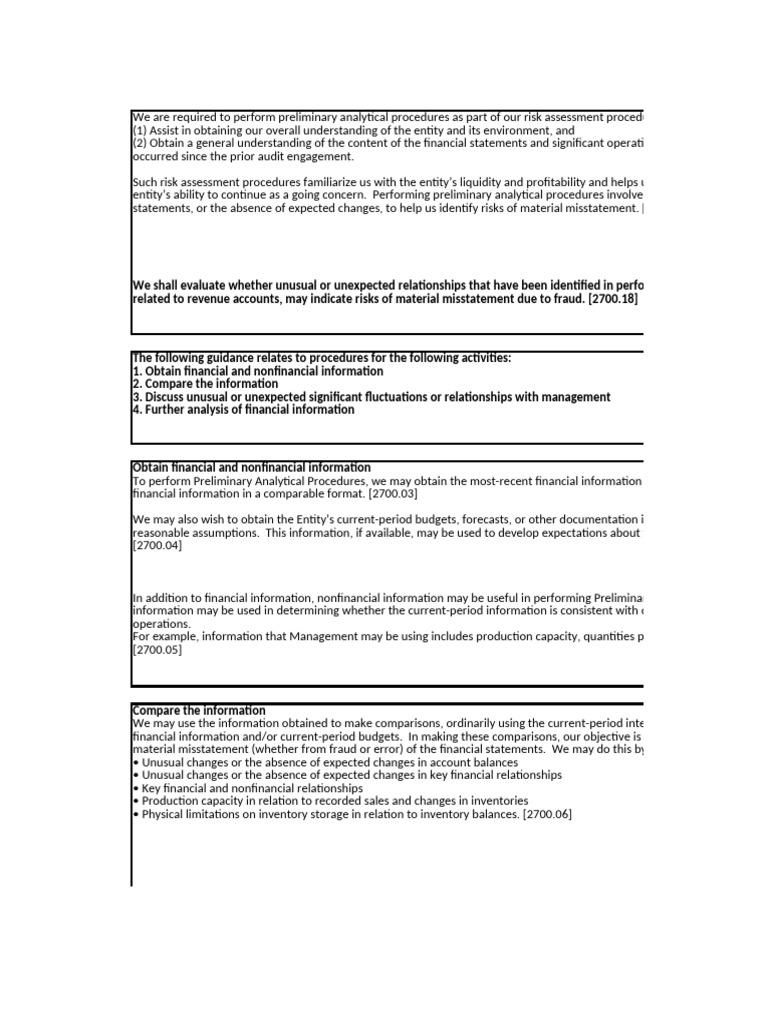 Preliminary Analytical Procedures Guide | PDF | Internal Control ...