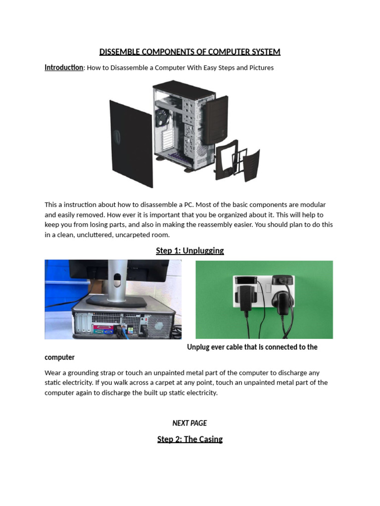 PC Disassembly Guide for Beginners | PDF | Computer Data Storage | Random Access Memory