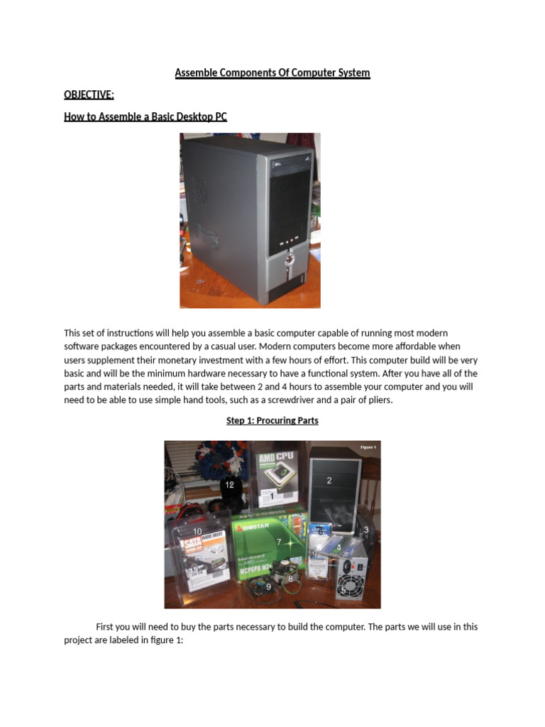Assemble Components Of Computer System Pdf Random Access Memory Central Processing Unit