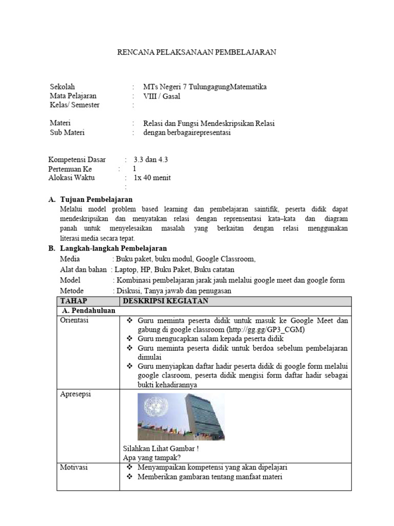 2. RPP RELASI DAN FUNGSI 21-22 PDF | PDF