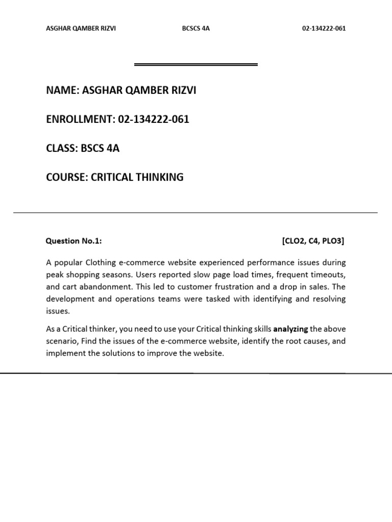 Critical Thinking Assignment | PDF | Program Optimization | Cache (Computing)