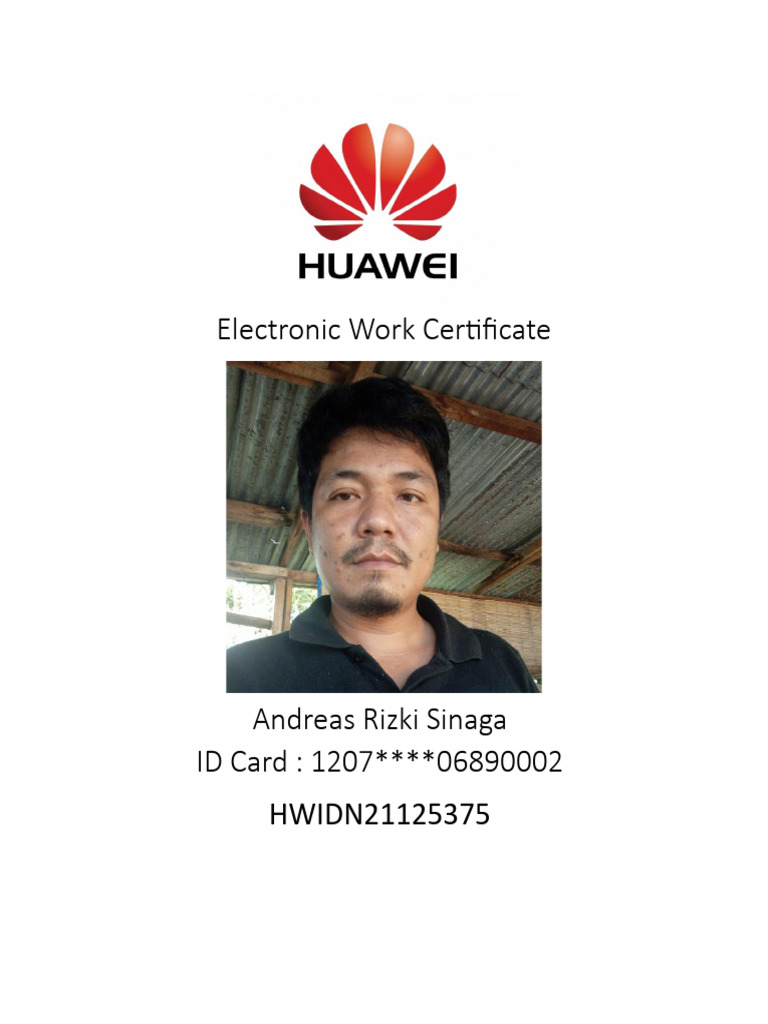 Huawei Pass ID Card Andreas Rizki Sinaga | PDF