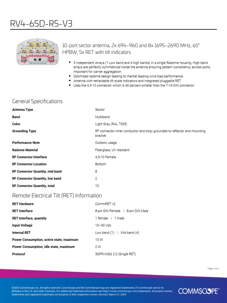 RV4-65D-R5-V3 Antenna Specifications | PDF | Antenna (Radio ...