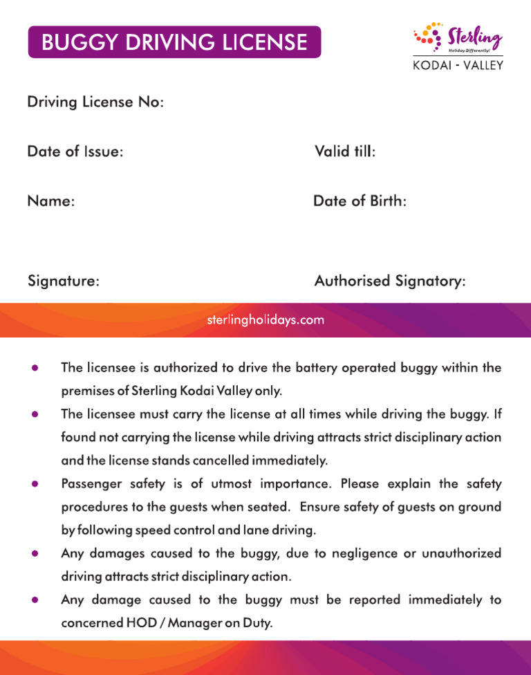 Buggy Driving License Apprd | PDF